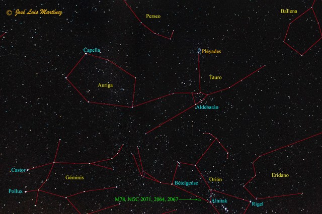 M78, NGC 2071, 2064 y 2067, cuatro nebulosas de reflexión en Orión ...
